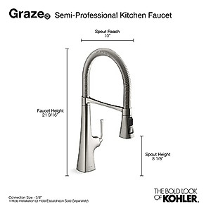 KOHLER K-22061-VS Graze Kitchen Sink Faucet, Vibrant Stainless