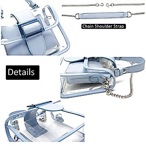 Women Clear Shoulder Bag Purse 2 in 1 Transparent Crossbody Messenger Bag Jelly Handbags Mini Clutch Casual Travel Pouch Waterproof College Cute Chain Bag for Women Grils Ladies, White