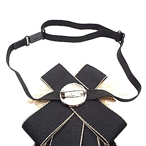 Topz Diamond Black Bow Ties For Men Wedding Party Collar Bowtie Brooch Fashion Handmade Jabot Collar Brooch Pins Fashion Pretied Neck Tie Bow Tie Adjustable Belt With Clip Cravat (SR110)