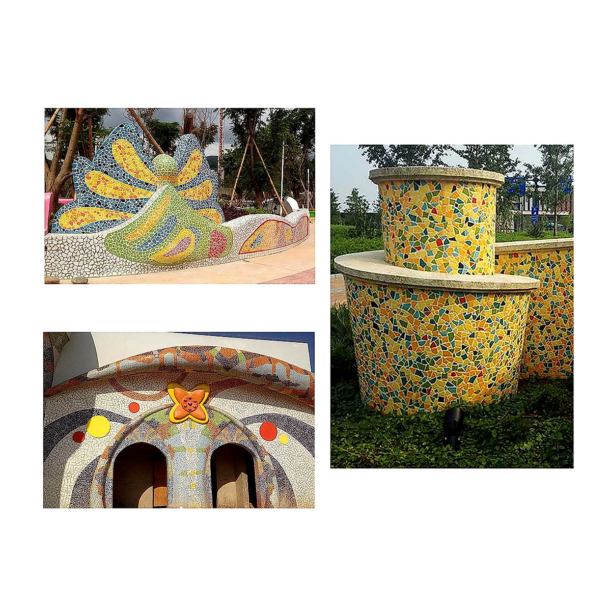 Smayt Yi White Ceramic Mosaic Tiles Large Sizes and Shape Mosaic Art Making Supplies for Bathroom Flower Pot Outdoor Tables Coasters 0 8 1 2inch 7oz M White 200g