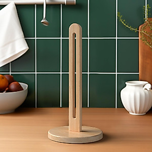 KitchLife Wooden Paper Towel Holder, Upgraded Size - Kitchen Paper Hanger Rack Bathroom Towel Roll Stand Organizer Simply Standing Countertop Paper Roll Holder