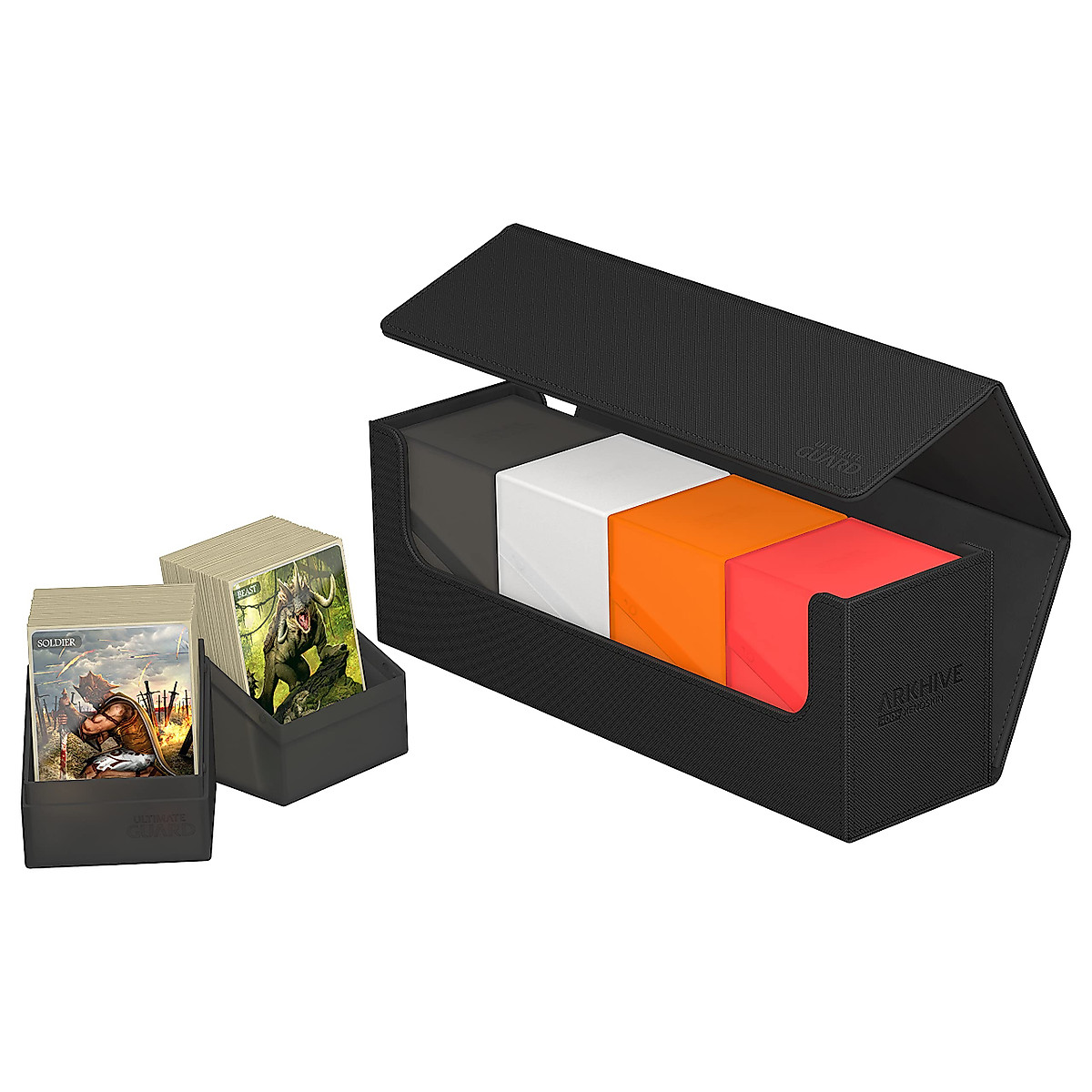Ultimate Guard Arkhive 400+, Deck Case for 400 Double-Sleeved TCG Cards, Black, Compatible with Boulders, Magnetic Closure & Microfiber Inner Lining