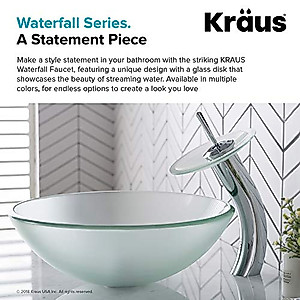 Kraus KGW-1700CH-FR Single Lever Vessel Glass Waterfall Bathroom Faucet Chrome with Frosted Glass Disk,Bronze