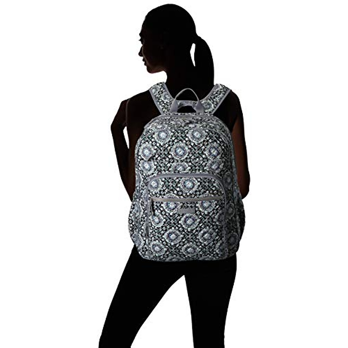 Vera Bradley Women's Cotton XL Campus Backpack, Charcoal Medallion, One Size