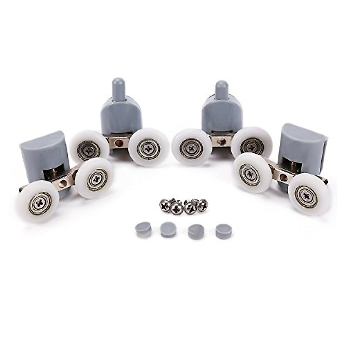Shower Door Wheels, Lance Home 8Pcs Double Twin Top / Bottom Shower Door Rollers / Runners / Pulleys / Wheels Bathroom Replacement Parts 25mm Diameter