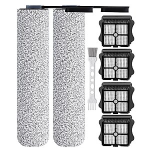 Floor ONE S5 Replacement Filter and Brush Roller for Tineco Floor ONE S5/Floor One S5 Pro Cordless Wet Dry Vacuum Cleaner, Replacement Parts Include 4 Filters Replacement,2 Brush Rollers