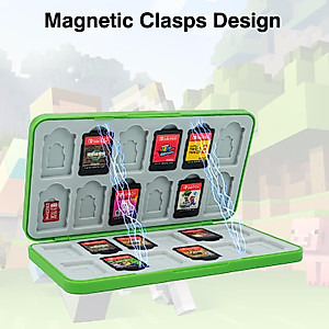 TIKOdirect Game Card Case for Nintendo Switch/SD Cards, Storage 24 Switch Game Cards Portable Holder Pretty Cute Hard Shell with Magenic Closure, Green