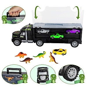 AOKESI Truck Toys for Toddler 3 4 5 6 Years Old Boys, Carrier Truck Vehicles Toy Set, Birthday Gift Toys for for Kids Age 3-5