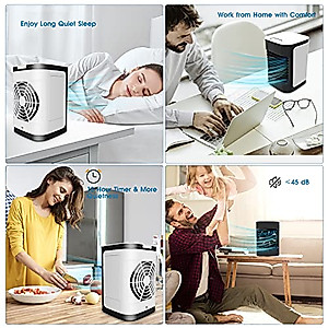 Air Conditioner AC Unit Chill, Evaporative Air Conditioner Cooler Portable Mini, Bass Portable, 4000mAh Battery, 3 Functions in 1 LED Humidification , 3 Speed 230ML Water Store Desk Fan For Room Office Outdoor