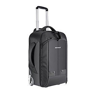 Neewer 2-in-1 Convertible Wheeled Camera Backpack Luggage Trolley Case with Double Bar, Anti-Shock Detachable Padded Compartment for SLR/DSLR Cameras, Tripod, Lens and Other Accessories (Black/Green)