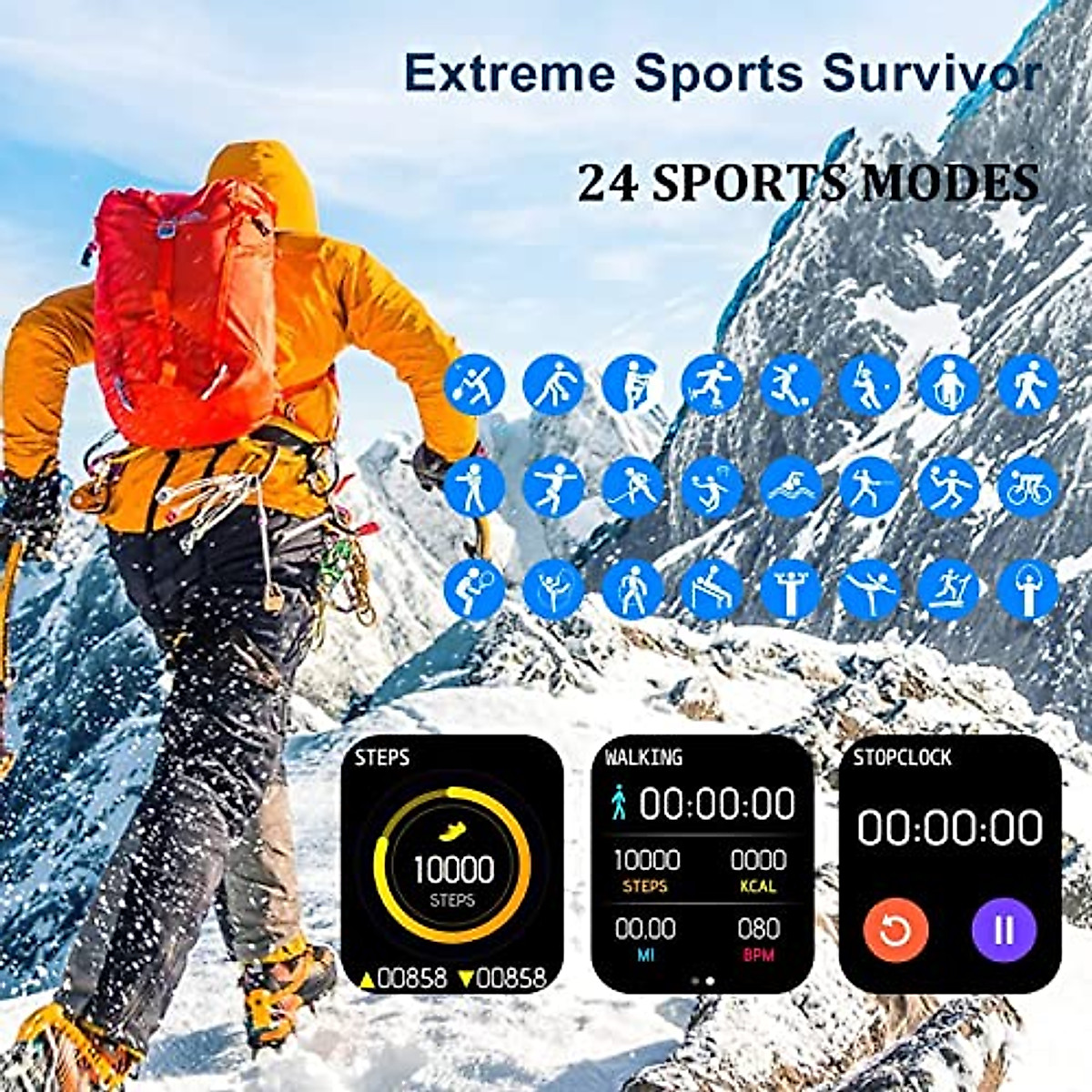 Smart Watches for Men - Smart Watch, 5ATM Waterproof Fitness Tracker Watch for Android iPhones, 1.71'' Bluetooth Military Sport Smartwatch, Health Monitor for Heart Rate, Blood Oxygen, Blood Pressure