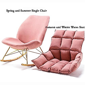 YCZHD Rocking Upholstered Rocker Glider Padded Seat with High Backrest Armchair Comfy Side Chair High-Density Sponge Lounge Chair for Living Room Bedroom Indoor and Outdoor(Color:Pink)