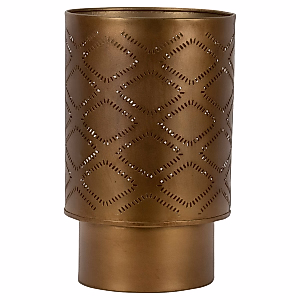 Foreside Home & Garden Brass Antique Large Pierced Metal Pillar Candle Holder