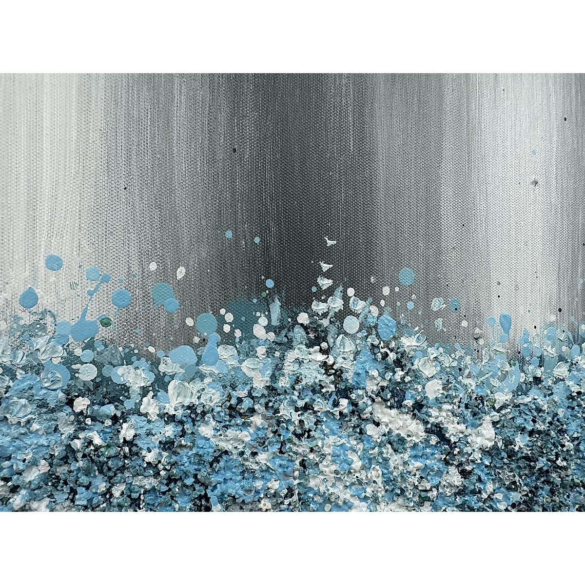 Hand Painted Abstract Blue Wall Art 46x23 Inches, Large Wall Paintings with 3D Effect, Textured Canvas Wall Art for Living Room, Bedroom, etc.