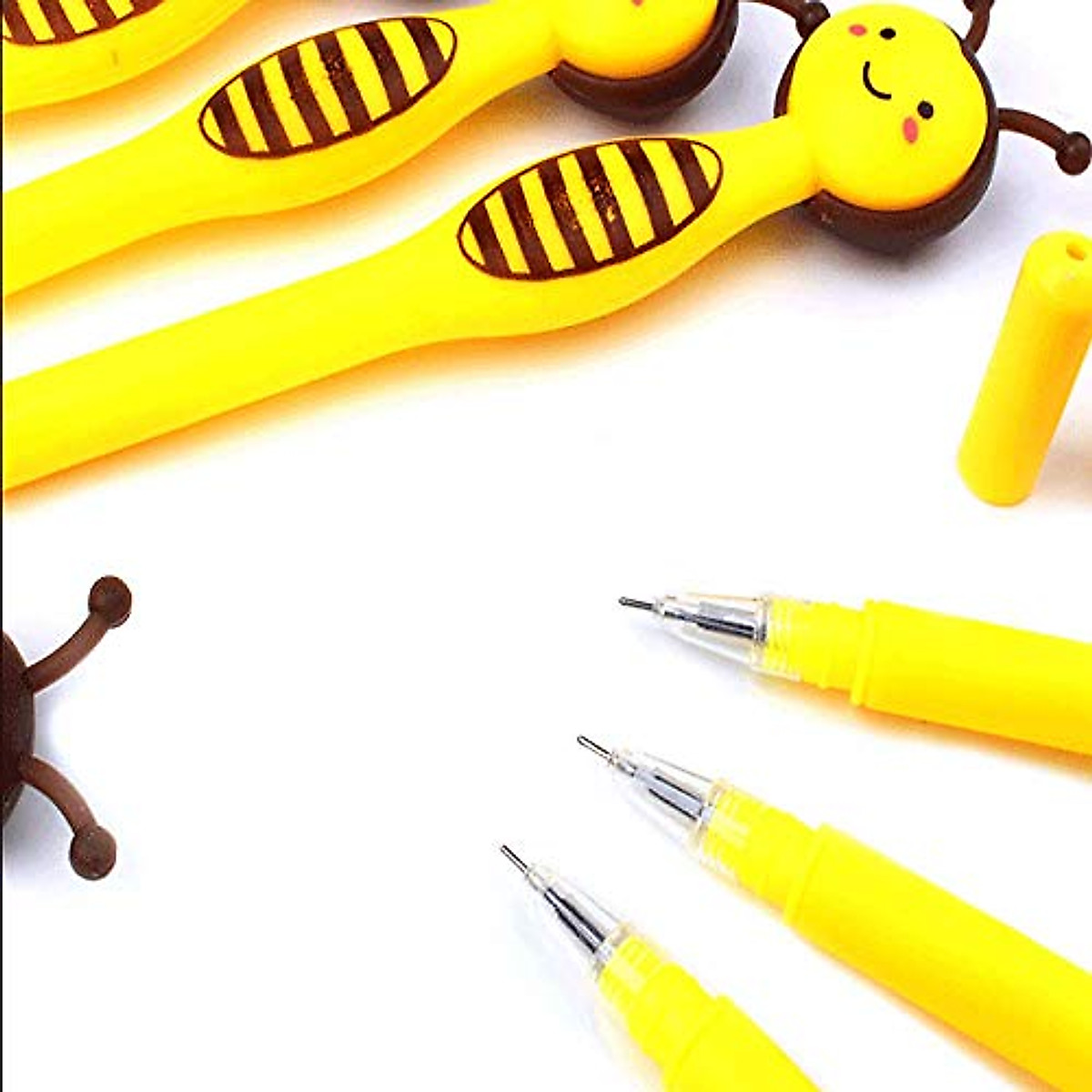 LUFOX 8Pcs Cute Bees Gel Pens Gift for Child, Women, Coworkers, Hostess and Girlfriend, Great Party Supplies and School Supplies, Black Ink(0.5mm)