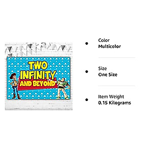 YouRan Happy Birthday Banner Two Infinity and Beyond 5x3 Toy Story Clouds Background for Boy 2nd Birthday Party Vinyl Woody Backdrops Toy Story 2 for Nursery Wall Decoration