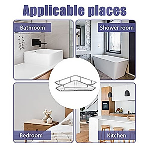 Corner Shower Caddy with Hooks, Self Adhesive Shower Organizer Shelves,No Drilling 2-Pack Rustproof 304 Stainless Steel Shower Storage Shelves for Bathroom & Kitchen