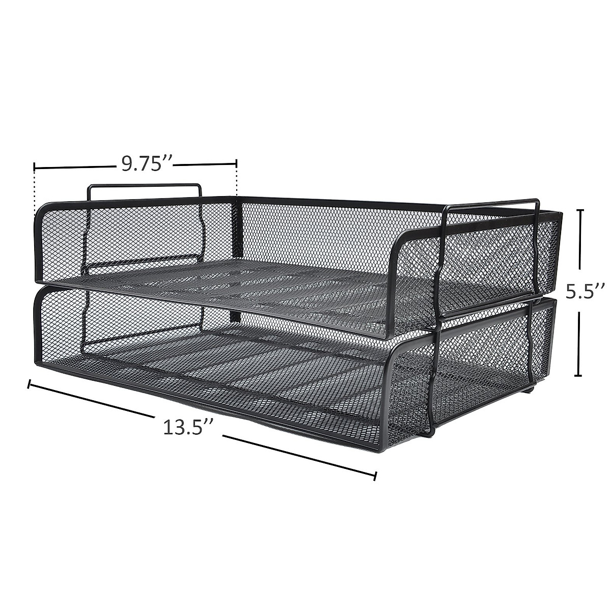 Easepres 2 Tier Stackable Desktop Document Letter Tray Organizer| The Mesh Collection, Black