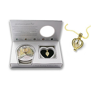 Pearlina Cultured Wish Pearl in Oyster Necklace Set Gold Plated Cage Locket w/ Stainless Steel Chain 18"