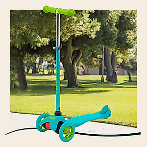 Retrospec Chipmunk Kick 3 Wheel Scooter for Kids, Toddlers, Girls & Boys - Padded Handlebars, PU Wheels, & Extra Wide Non-Slip Deck - Children 5 Years & Up - Turquoise