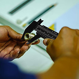 Honoson 10 Pieces 150 mm Mini Plastic Caliper Vernier Caliper Double Scale Sliding Gauge Measuring Tool for Student Office, 0-6 Inch, Black