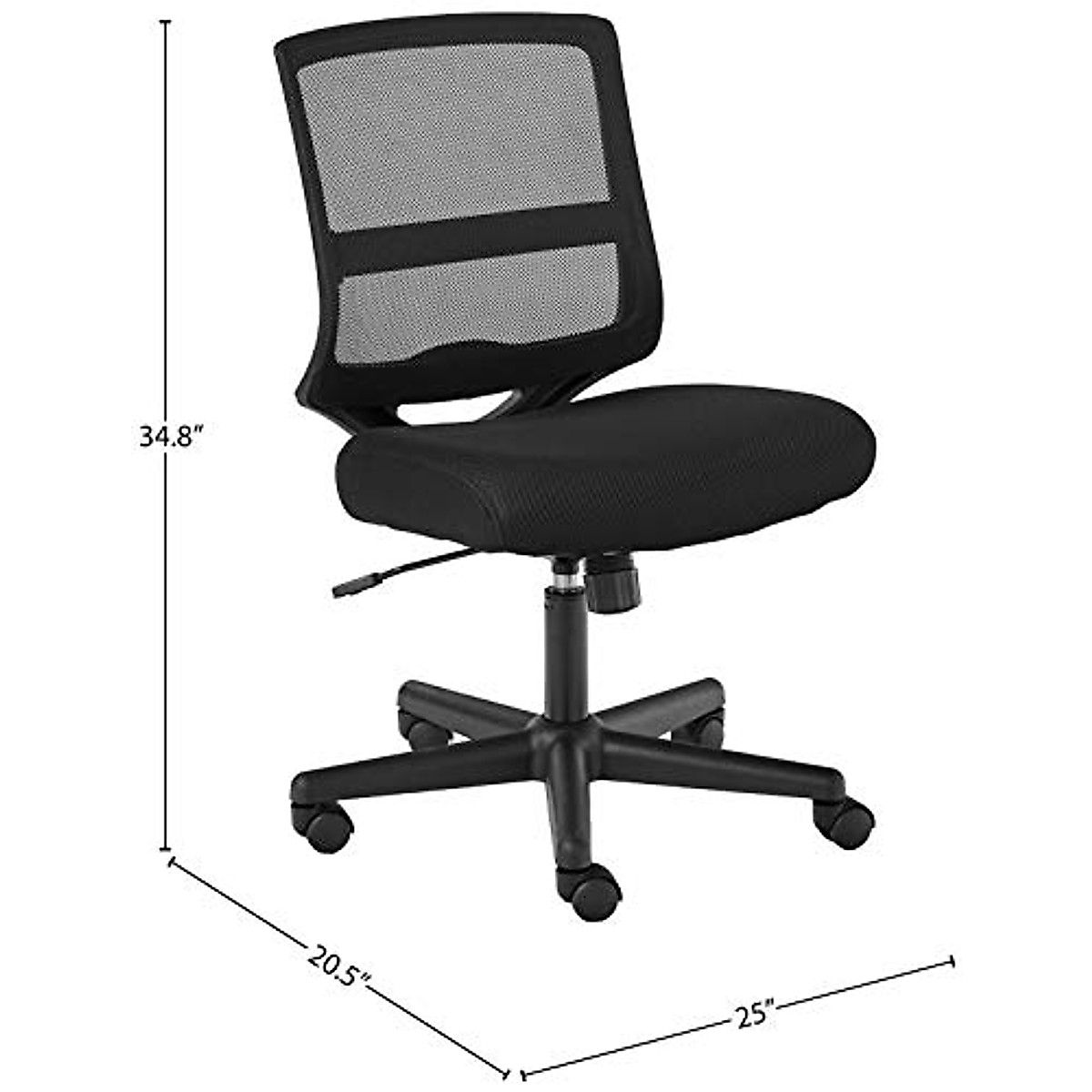 HON ValuTask Mid-Back Mesh Task Chair, Armless Black Mesh Computer Chair (HVL206)