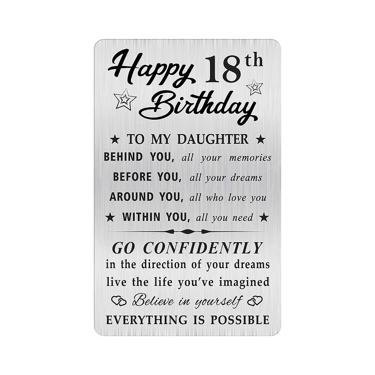 MOQIYXL 18th Birthday Card for Daughter, 18 Year Old Gifts for Daughter Engraved Wallet Card