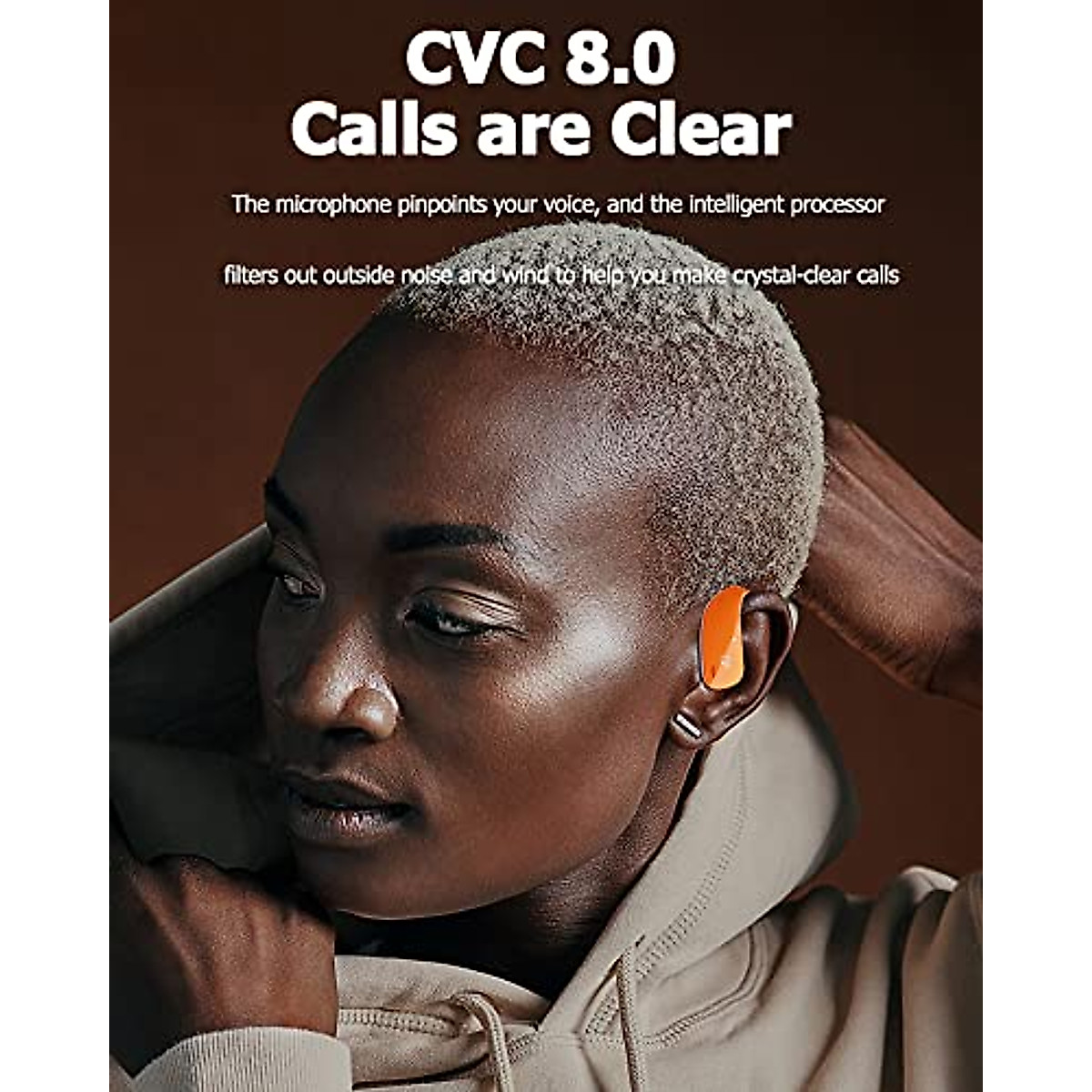 Open Ear Headphones Wireless Bluetooth Running Open Ear Clip Earbuds with Earhooks Air Bone Conduction Headphones Bluetooth Waterproof Over The Ear Wireless Wrap Around Earbuds for Gym Workout Sport