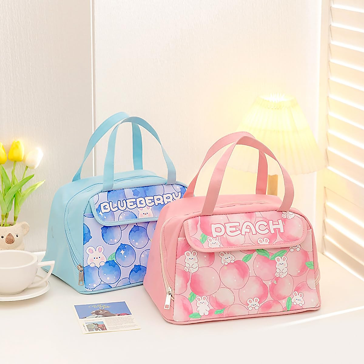 Kawaii Lunch Bag Picnic Bag Large Insulated Bag for Women Reusable Tote Bag Aesthetic Lunch Box for Hot or Cold Handbags