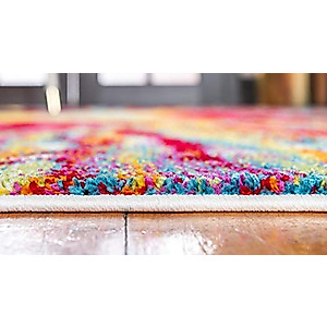 Unique Loom Lyon Collection Modern Abstract Tie-Dye Fireworks Area Rug, 5 x 8 Feet, Multi/Blue