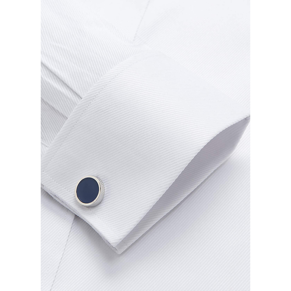 J.Ver Men's French Cuff Dress Shirts Regular Fit Long Sleeve Spead Collar Metal Cufflink White
