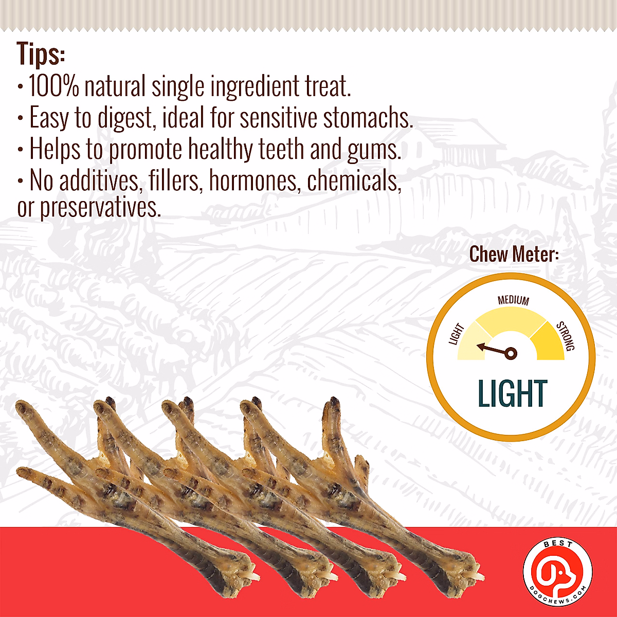 Best Dog Chews Chicken Feet (No Claws) for Dogs Premium Quality Dog Treats and Chews Rawhide Free Rich in Glucosamine and Chondroitin for All Breed Sizes Dogs and Puppies (12 Count)