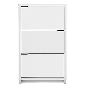 Baxton Studio Simms 3 Tier Modern Shoe Cabinet, White
