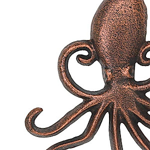 Stonebriar Cast Iron Octopus Decorative Wall Hook, Unique Nautical Design, Multiple Hooks , Bronze