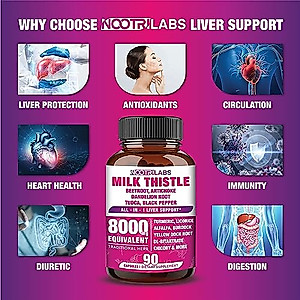 All-in-1 8000mg Highest Potency Milk Thistle NAC BeetRoot Artichoke Dandelion Root - Liver Health Support, Cleanse Detox & Repair, Antioxidant, Plus TUDCA Choline and Ginger - 90 Vegan Capsules