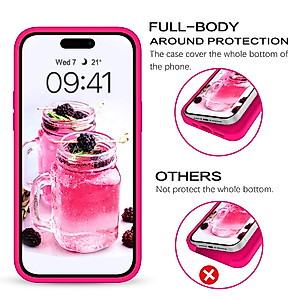 BENTOBEN Compatible with Magsafe for iPhone 14 Pro Max Silicone Case, Liquid Silicone Gel Rubber Bumper Microfiber Shockproof Magnetic Protective Phone Cover for iPhone 14 Pro Max 6.7", Hot Pink