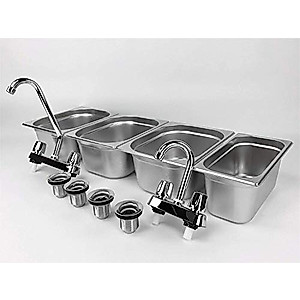 Concession Sink 3 Large + 1 Small Hand Washing- 4 Compartment Stand Food Trailer
