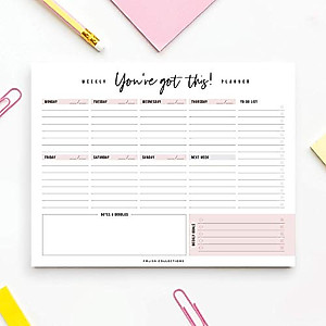 Bliss Collections Weekly Planner, You've Got This, Undated Tear-Off Sheets Notepad Includes Calendar, Organizer, Scheduler for Goals, Tasks, Ideas, Notes and To Do Lists, 8.5"x11" (50 Sheets)