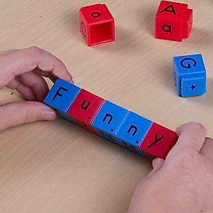 hand2mind Reading Rods, Create Sight Words with Alphabet Blocks for Kids Ages 4-8, CVC Word Builders Linking Cubes, Montessori Toys for Toddlers, Kindergarten Homeschool Supplies (Set of 82)