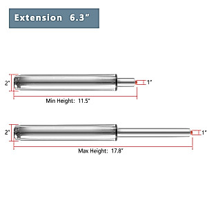 MWOSEN Office Chair Cylinder Replacement-(Extension:17.7" to 27.7'') Gas Lift,Suitable for Tall bar Stool and Tall Drafting Stool,Universal Size(Silver Metal Stroke 10'')