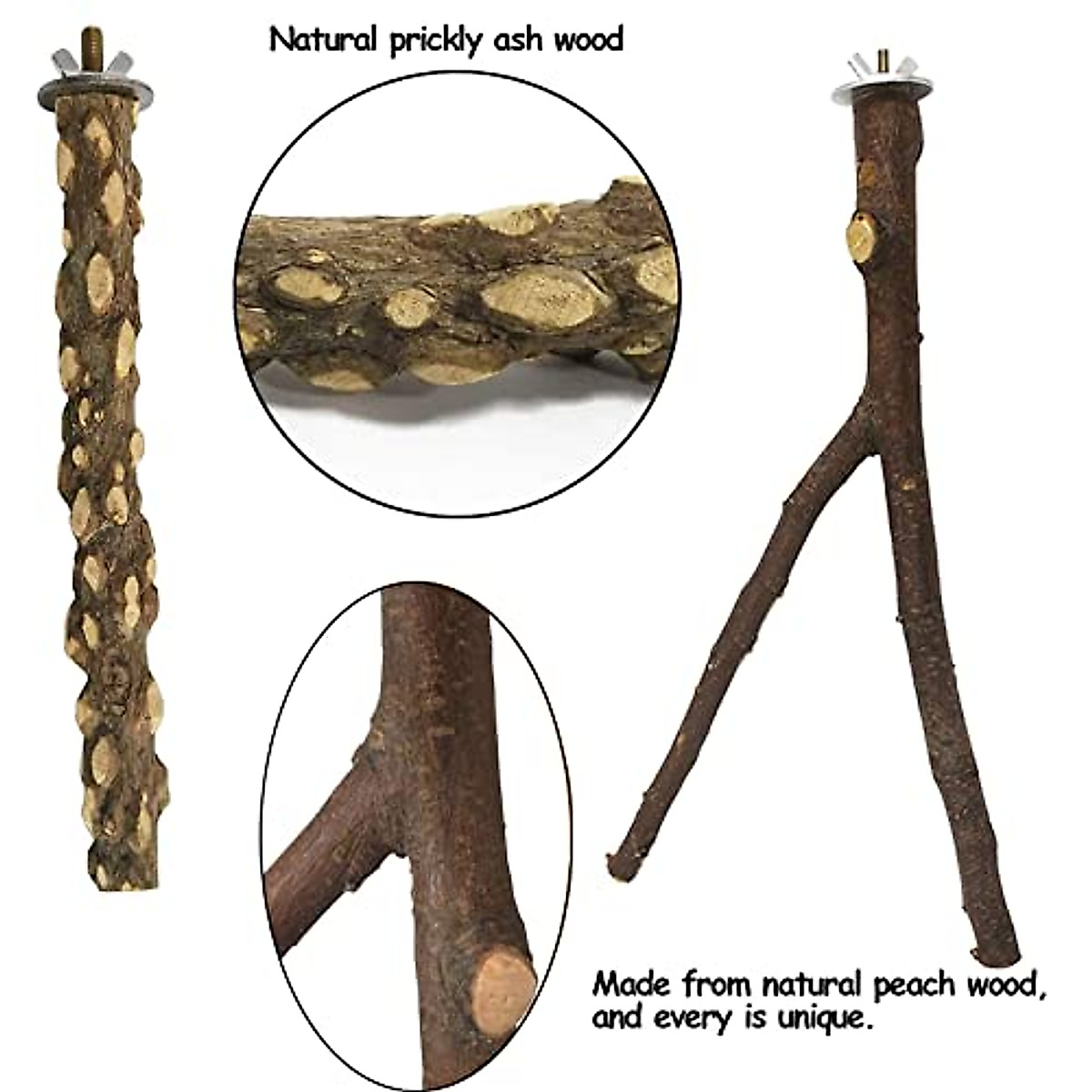 kathson Natural Bird Perch Parakeet Wood Stand Sticks Branches Parrot Paw Grinding Platform Bird Cage Accessories for Budgies Parakeet Cockatiels Conures Lovebirds (8 PCS)