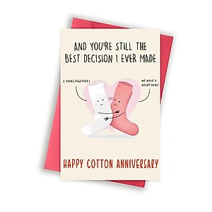 GlightG Happy 2nd Anniversary Card Gifts for Him Her, Funny 2nd Wedding Anniversary card for Women Men, Cotton Anniversary Greeting Card for Husband Wife, Cute 2 Year Anniversary Cards Decorations