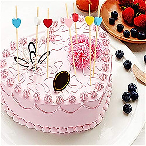 Minisland Pink Heart Fancy Toothpicks for Appetizers 4.7 Inch Long Cute Bamboo Cocktail Picks Wedding Valentines Day Party Food Fruit Drinks Decorative Skewer Sticks 100 Counts -MSL134