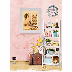 Kisoy Romantic and Cute Dollhouse Miniature DIY House Kit Creative Room Perfect DIY Gift for Friends,Lovers and Families(Sunny Dorm)