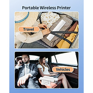 Odaro M08F Portable Wireless Letter Printer for Travel, Bluetooth Thermal Inkless Small Printer, Support 8.5" X 11" Letter Size Thermal Paper, Work with Laptop Phone and Pad - White