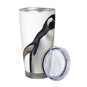 Penguin Tumbler with Lid and Straw 20oz Stainless Steel Car Cup for Hot and Cold Drinks, Double Wall Insulated Travel Coffee Mug Reusable Drink Thermos Cup Birthday Gifts
