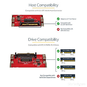 StarTech.com M.2. PCI-e NVMe to U.2 (SFF-8639) Adapter - Not Compatible with SATA Drives or SAS Controllers - For M.2 PCIe NVMe SSDs - PCIe M.2 Drive to U.2 Host Adapter - M2 SSD Converter, TAA