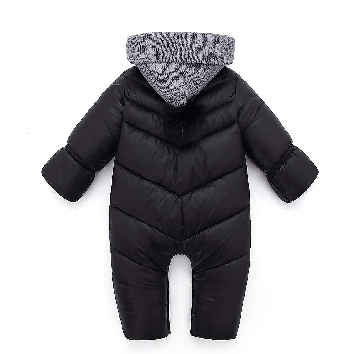 Ohrwurm Unisex Baby Winter Snowsuit Zipped Hooded Soft Jumpsuit Romper One Piece (Black, 18-24 Months)
