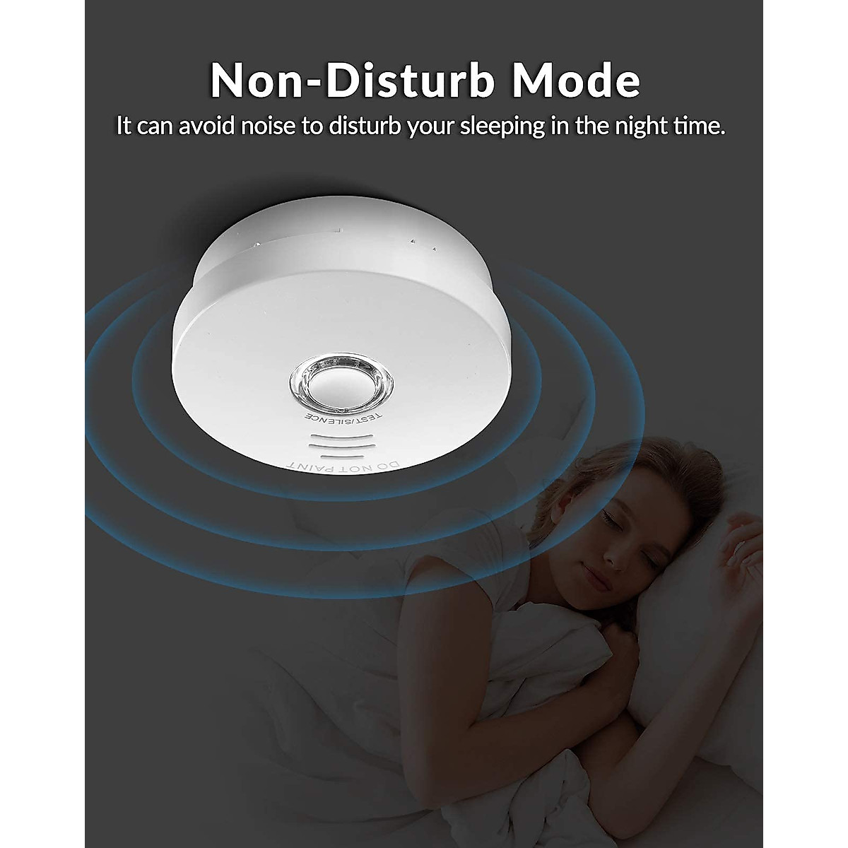 SITERLINK Smoke Detector, 10 Year Battery Operated Smoke Alarm with LED Indicator, Fire Alarm Smoke Detector with Test & Silence Button for Home, GS508C (4 Pack)