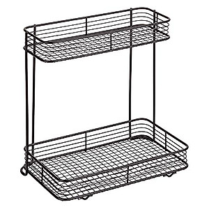 iDesign Vienna Steel Free-Standing 2-Tier Storage Shelf - 5.9" x 9.8" x 10", Matte Black